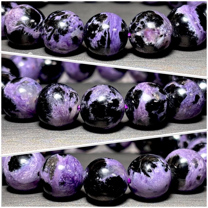 ชารอยต์ (Charoite) ติดแร่เอจิไรต์ (Aegirine) กำไลข้อมือ G01-19 | Shopee ...