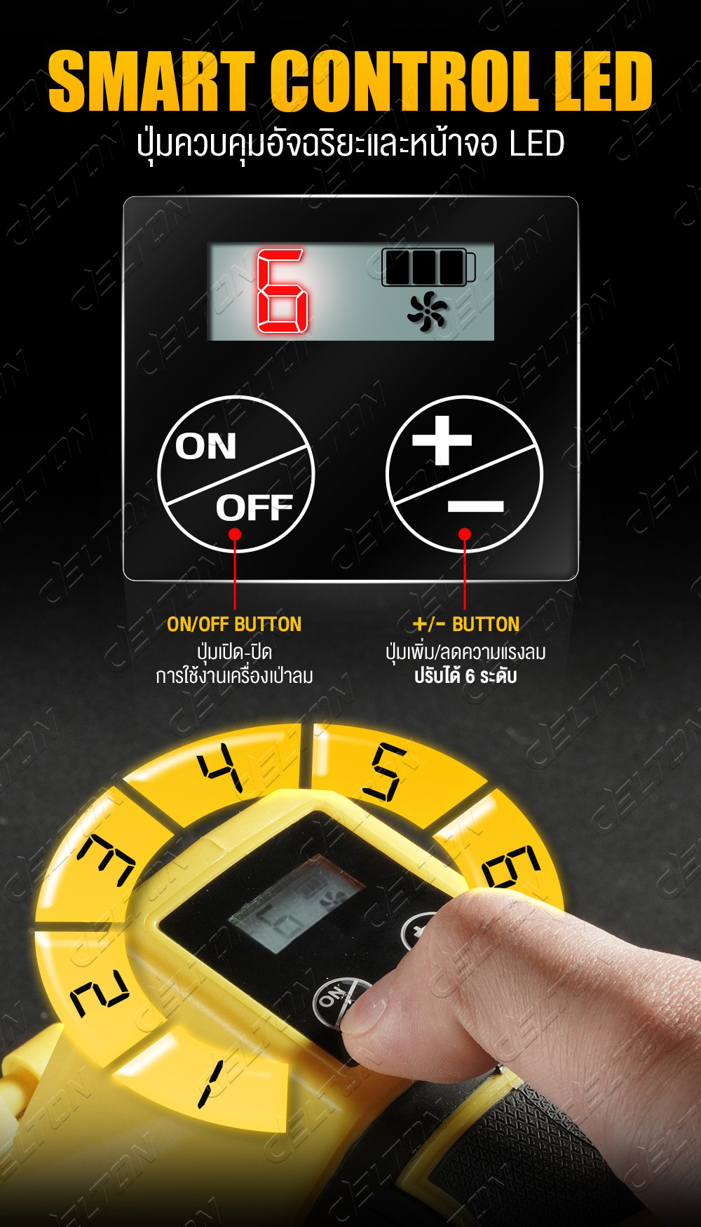 DELTON เครื่องเป่าลมไร้สาย 3,300W BL Series รุ่น CBL-369P ใช้งานร่วมกับ DELTON UltraFlex ...