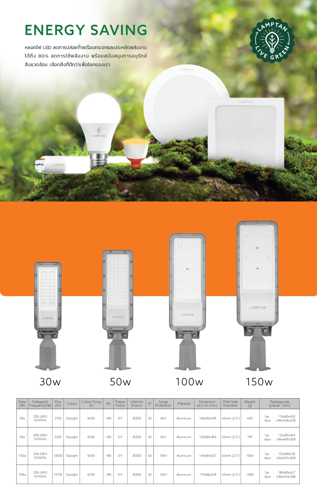 LAMPTAN โคมไฟถนน LED Streetlight TANK Gen1 IP65 กันน้ำ 100% ปรับทิศทางแสงได้ แสงขาว | Shopee ...