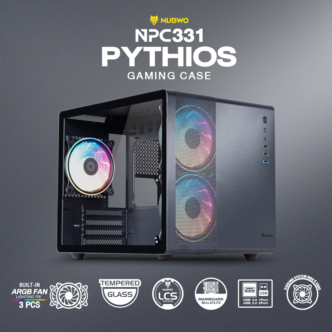 NUBWO PYTHIOS GAMING PC CASE เคสคอมพิวเตอร์ เคสเกมมิ่ง พร้อมพัดลม ARGB รุ่น NPC-331 รับประกัน ...