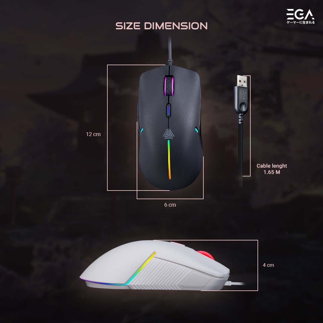 EGA TYPE M12 GAMING MOUSE เมาส์เกมมิ่ง มีสาย มีให้เลือก 2 สี ตกแต่งด้วย ...