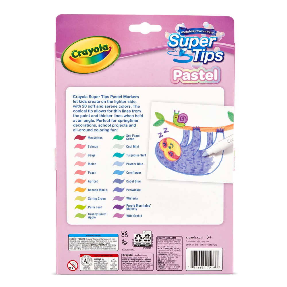 Crayola Supertips Washable Pastel Marker 20 Colors ปากกา สีเมจิก ...