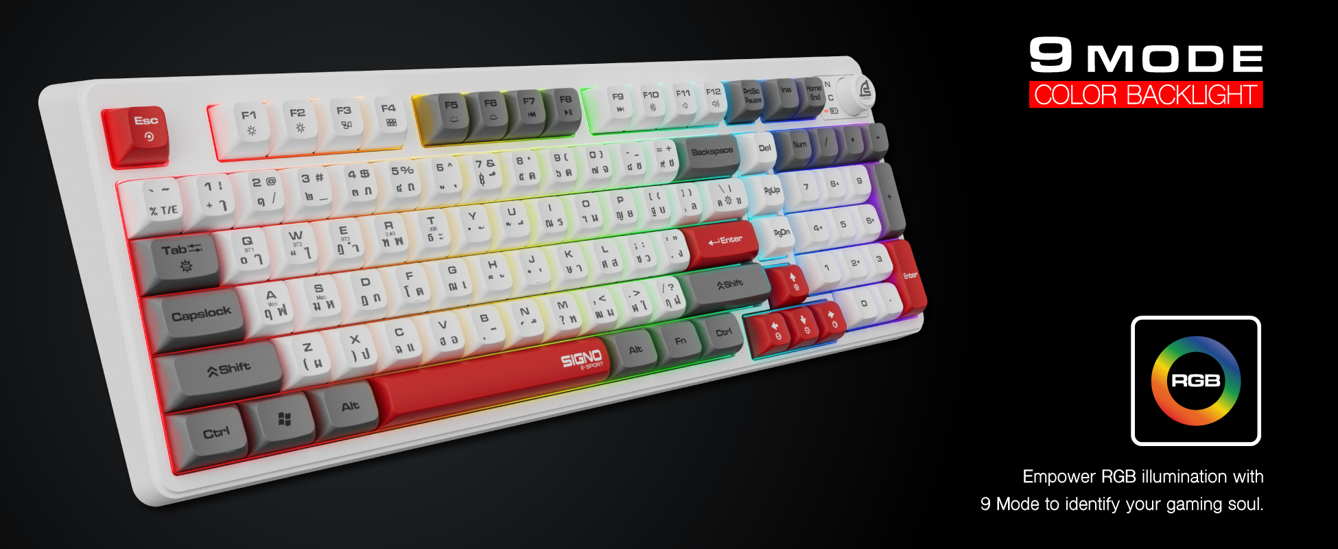 SIGNO KB-726 EXODUS Tri-Mode Rubber Dome Switch KeyboardGaming ...