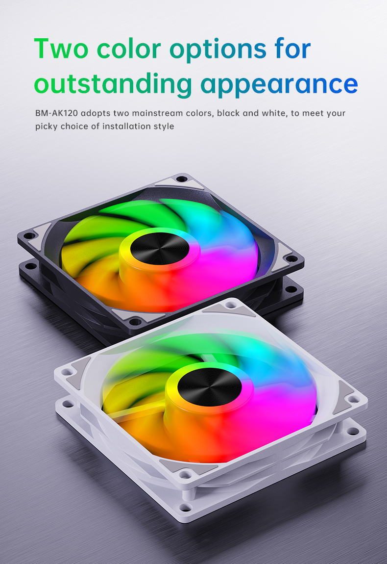 Cooling Fan (พัดลมเคส) SNOWMAN BM-AK120 RGB/ARGB B&W 4Pin PWM/5V 3pin ...