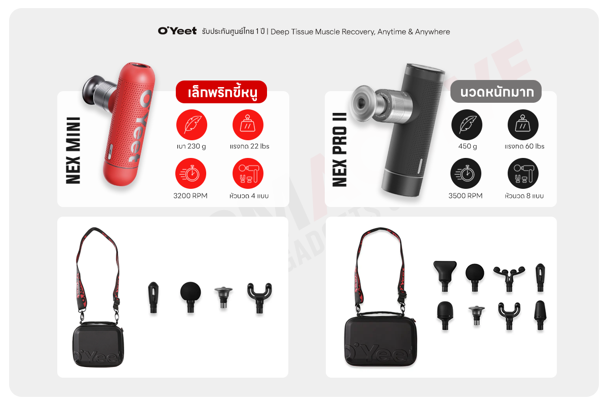 (ส่งด่วน) OYeet NEX Pro 2 II / Nex mini เครื่องนวดพกพา ปืนนวด Massage ...