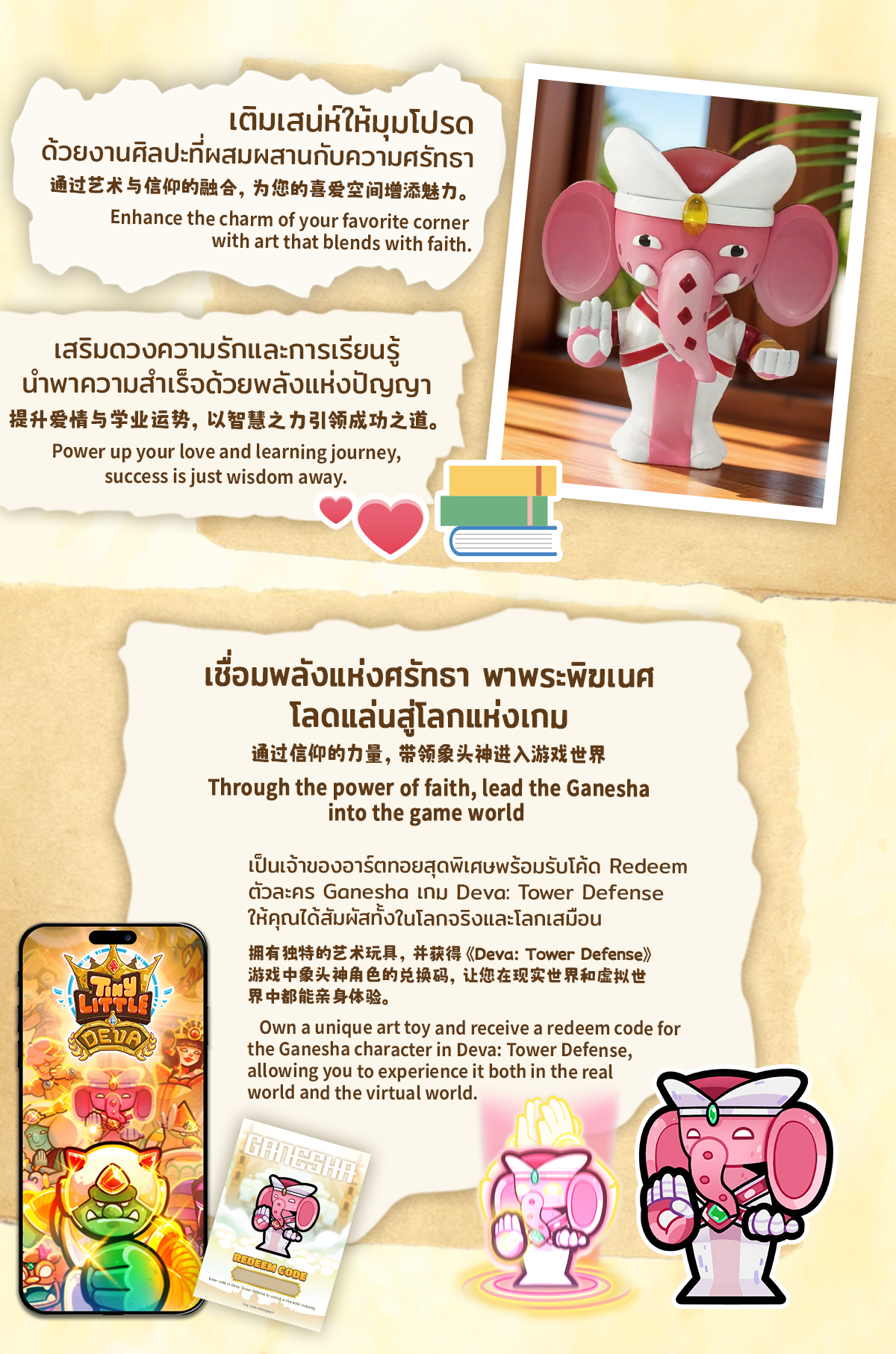 พระพิฆเนศ เจริญรุ่งเรือง ประสบความสำเร็จ ขจัดอุปสรรค เทพแห่งปัญญา เสริมดวง Tiny Little Deva Art ...