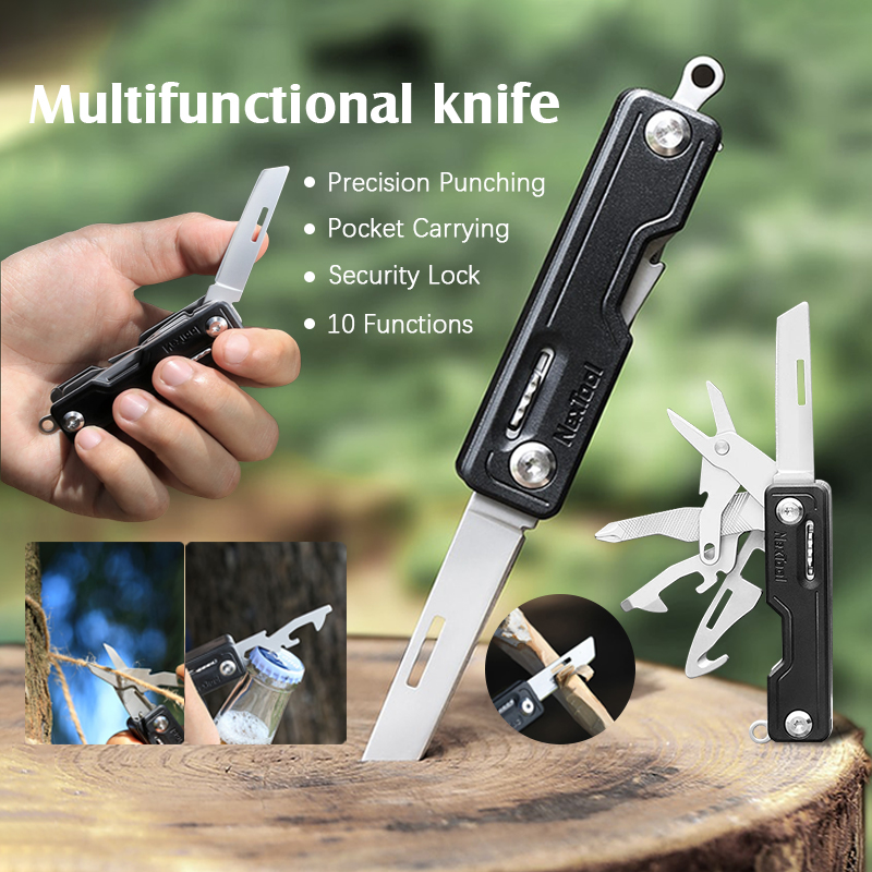 Nextool มีดพับพกพา Multi-Function Knife 10 in 1 มีดเดินป่าสแตนเลสสตีล มีดสนาม ขนาดกระทัดรัด มีด ...