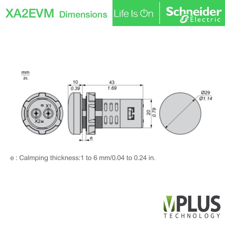 Schneider XA2 Pilot Lamps LED พลาสติก ใช้ไฟ 220-230 V AC XA2EVM1LC ...