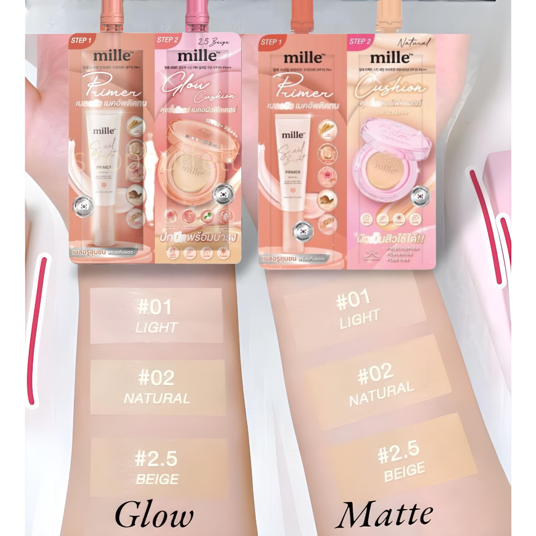 Mille ซองคู่ ไพรเมอร์+คุชชั่น Duo Primer & Glow Cushion / Duo Primer ...