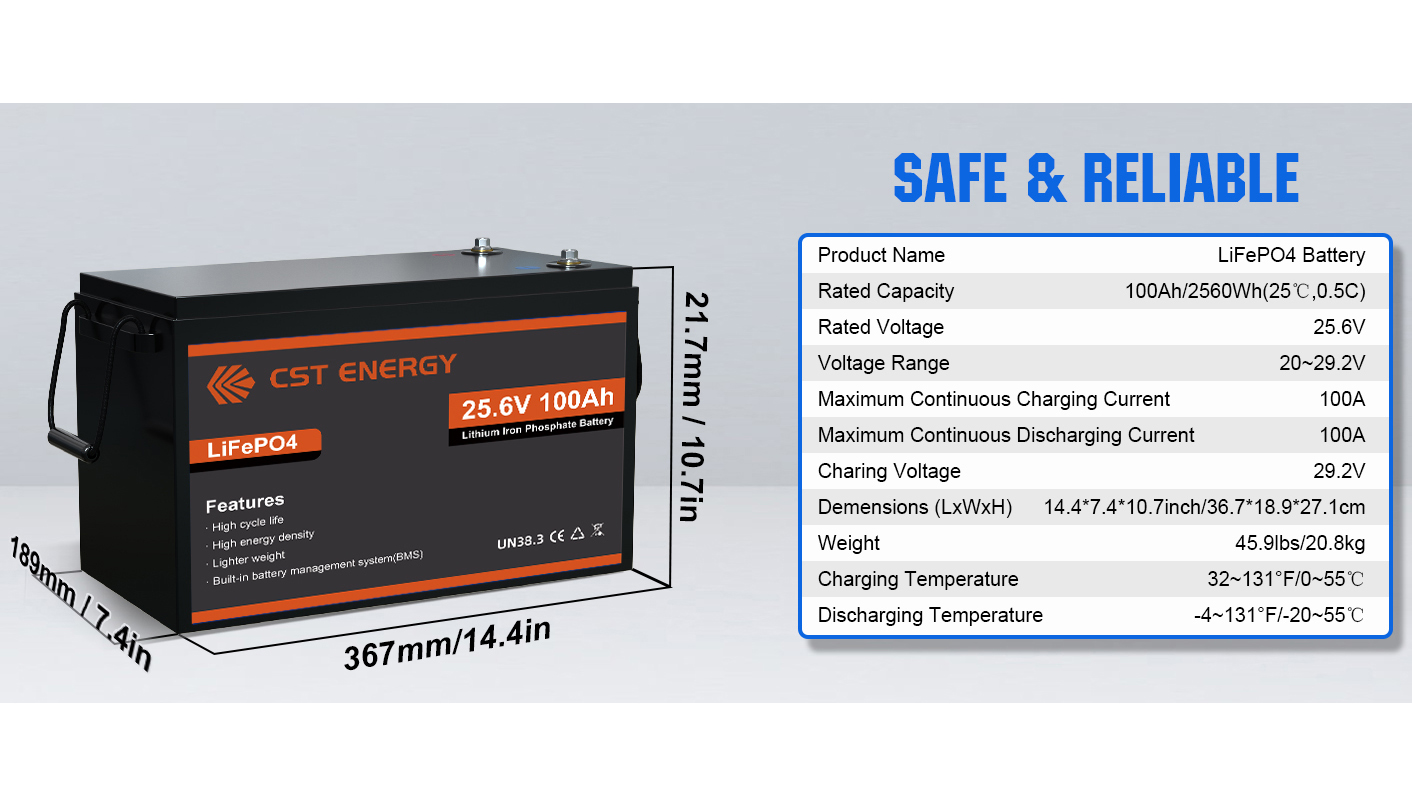 CST ENERGY 24V 100Ah แบตเตอรี่ LiFePO4 แบตเตอรี่ลิเธียมแบบมัลติฟังก ...