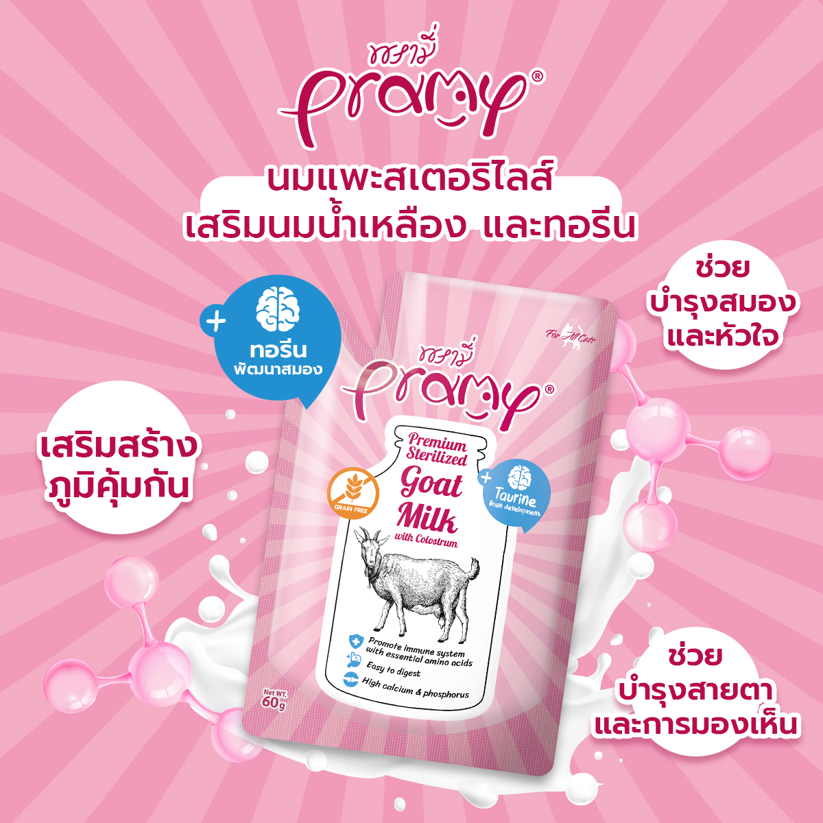 Pramy นมแพะ (1กล่อง12ซอง) Goat Milk with Colostrum พรามี่ นมแพะสเตอริไลส์ | Shopee Thailand