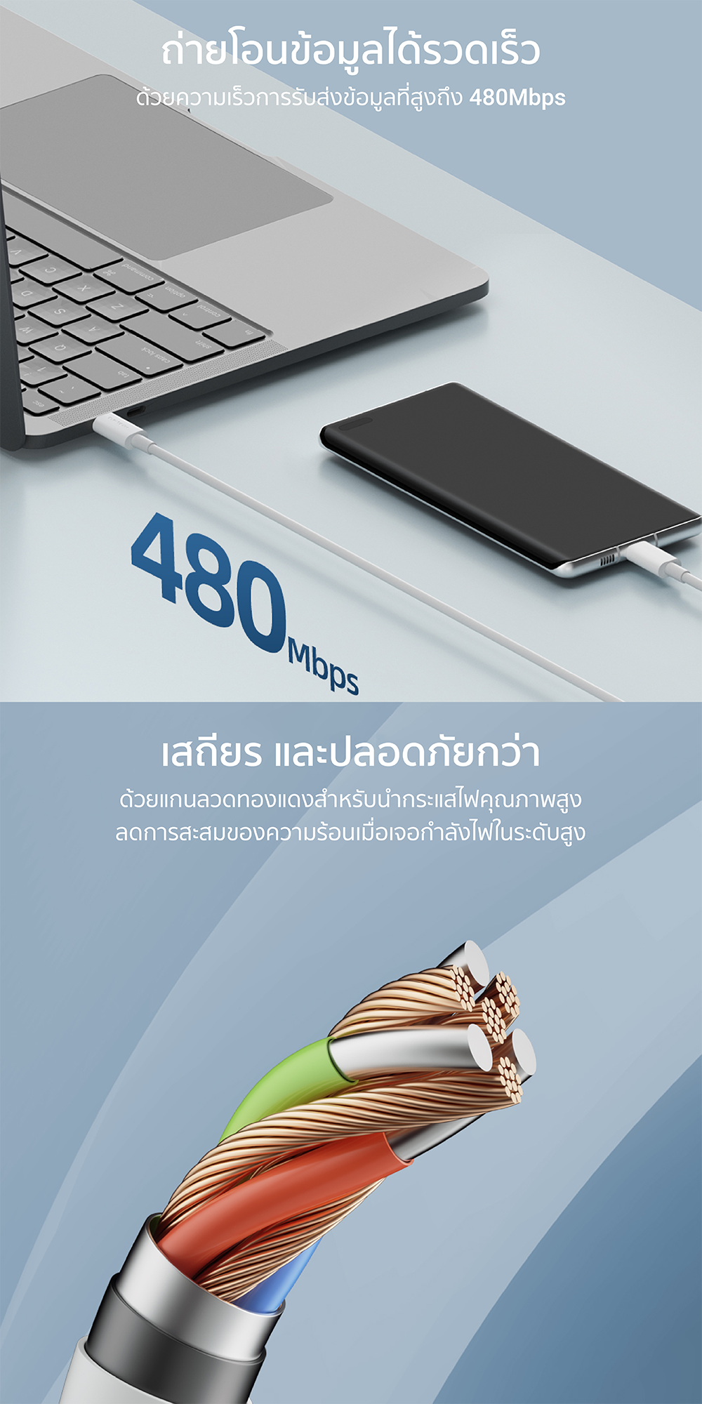 [ลดเหลือ 220] CUKTECH CTC515N / KLC-5499 สาย Type c to Type c รองรับการจ่ายไฟ 5A (Max 100W) -2Y ...