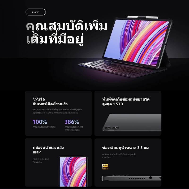 (NEW) Xiaomi Radmi Pad Pro หน้าจอขนาดใหญ่และดื่มด่ำ 12.1 นิ้ว 2.5K ถนอม ...