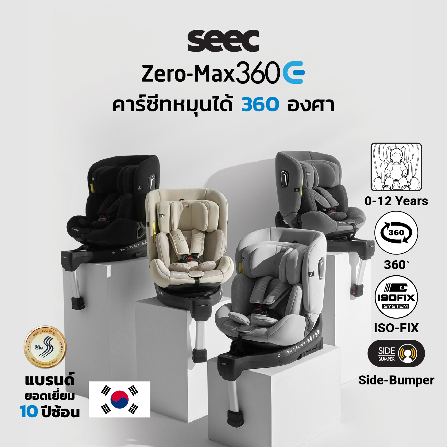 คาร์ซีท SEEC ZERO MAX 360E [i-SIZE] หมุนได้ 360 องศา สำหรับแรกเกิดถึง 12 ปี แบรนด์พรีเมี่ยม ...