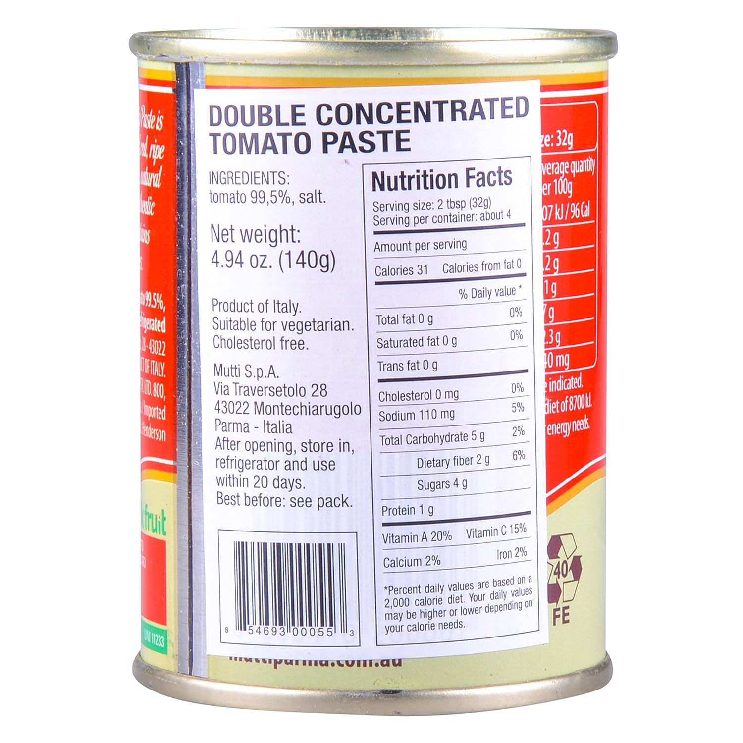 มุตติ ดับเบิล คอนเซ็นเทรตเต็ด มะเขือเทศบด 140กรัม - Mutti Double Concentrated Tomato Paste 140g ...