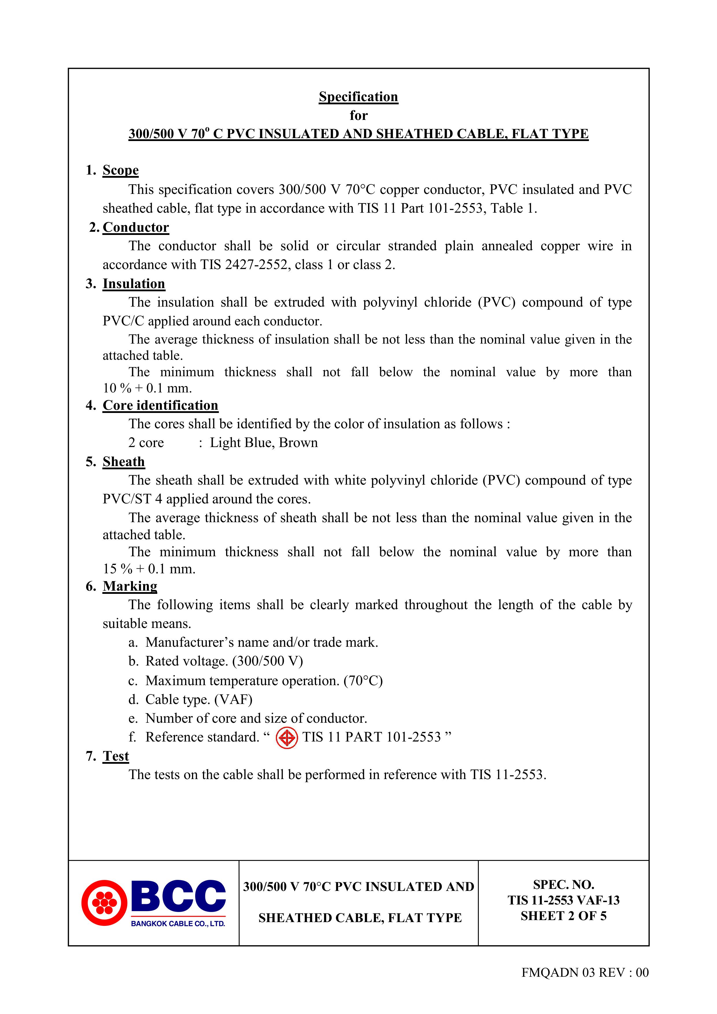 BCC สายไฟ VAF 2x1, 2x1.5, 2x2.5, 2x4 sq.mm (แบ่งขาย ตัดเมตร) ได้สินค้ายาวตลอดตามจำนวนชิ้นที่สั่ง ...
