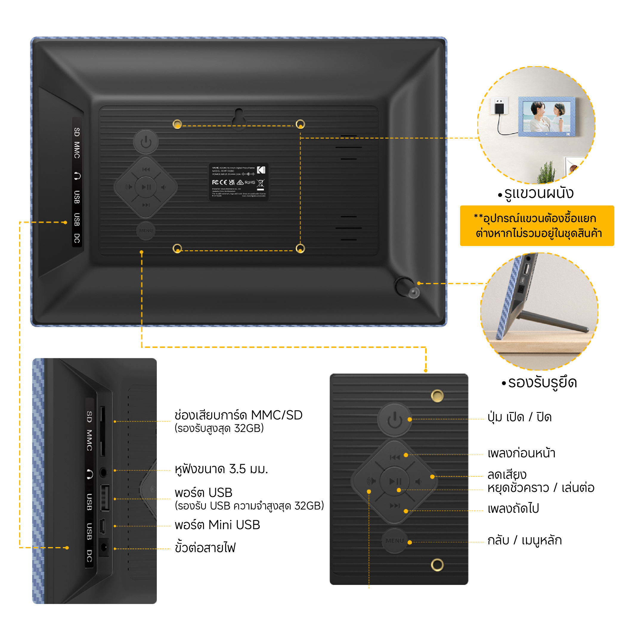 KODAK RDPF-1028C Digital Photo Frame Blue กรอบรูปดิจิตอล หน้าจอ10.1นิ้ว ...