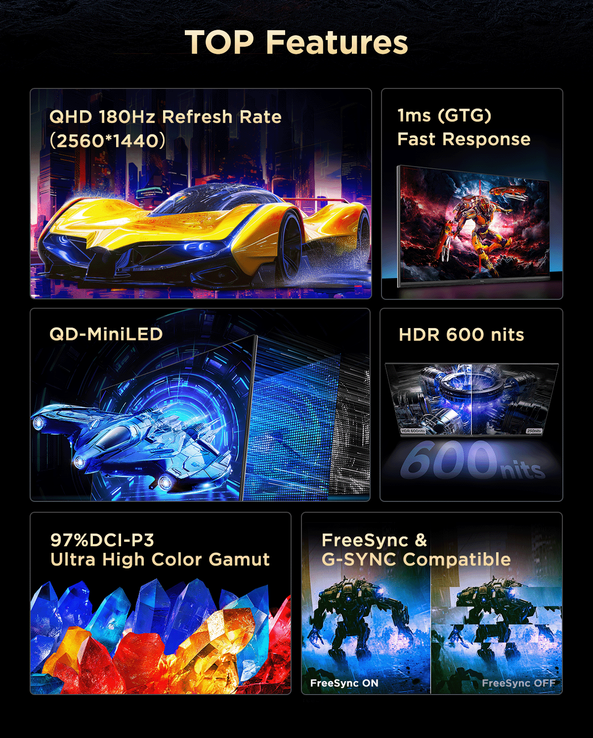 TCL Monitor จอคอมพิวเตอร์ ขนาด 27 นิ้ว รุ่น 27G64 QHD Mini QLED Gaming ...