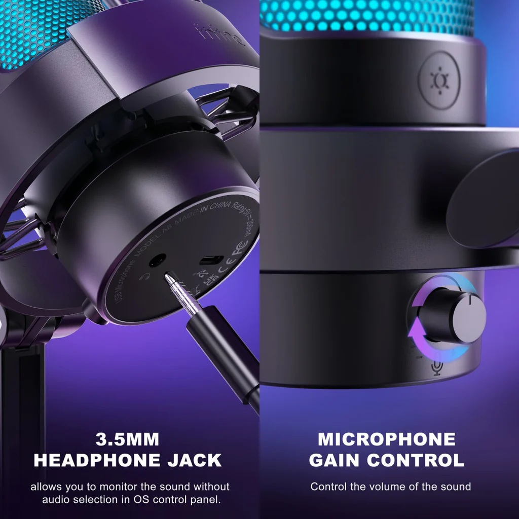 FIFINE A8 USB Mic w/ Desk Stand RGB ไมค๋ Condenser แบบตั้งโต๊ะ ประกัน ...