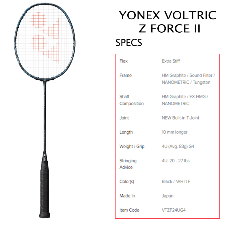 🔥Yonex Z FORCE II BLACK ไม้แบดมินตันคาร์บอนแท่งเดียว G54U 26-30lbs ปอนด์ 83 กรัมผลิตในญี่ปุ่น ...