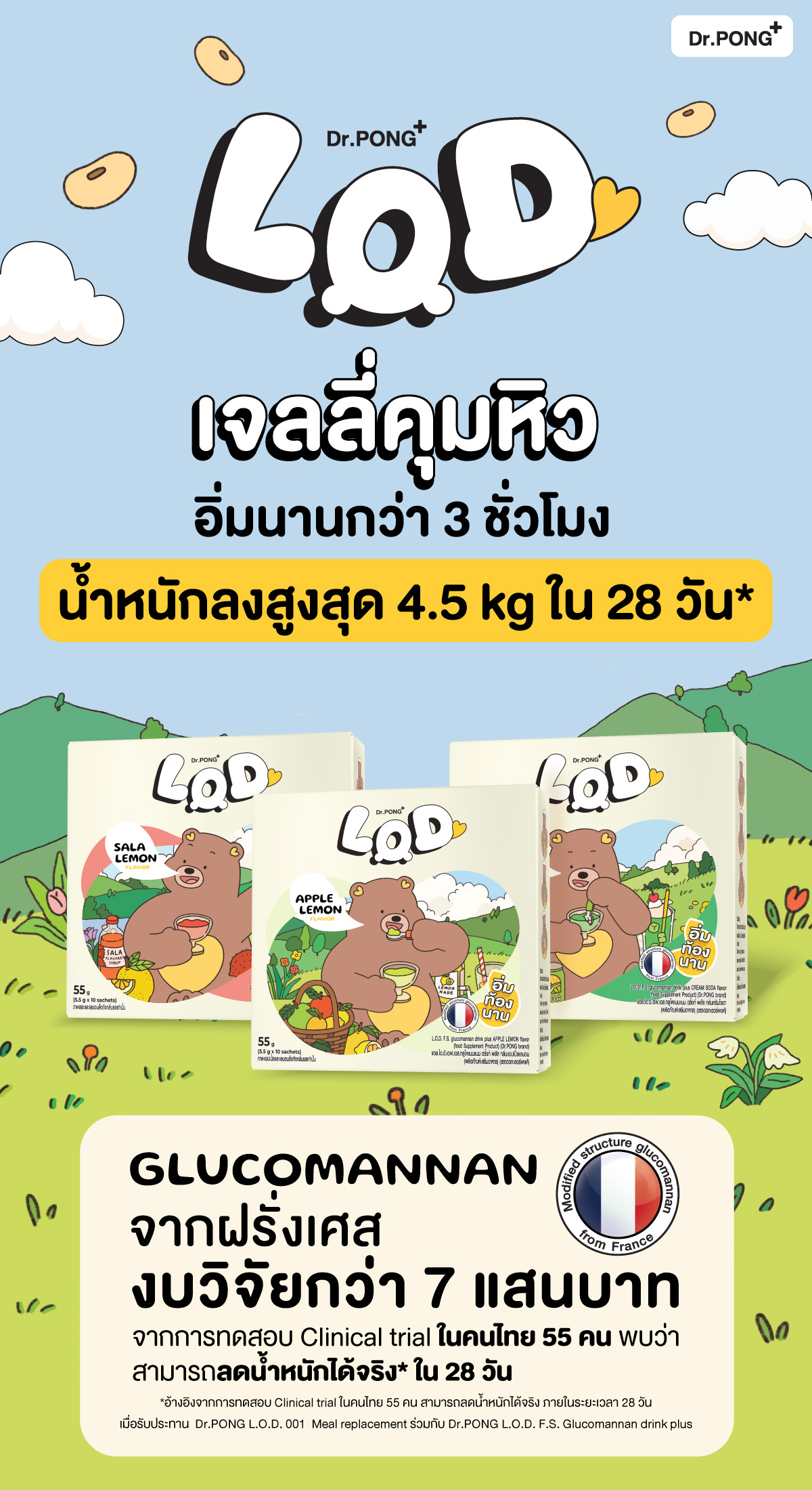Dr.PONG LOD FS Glucomannan Drink Plus เจลลี่คุมหิว น้ำตาล 0% อิ่มนาน 3 ...