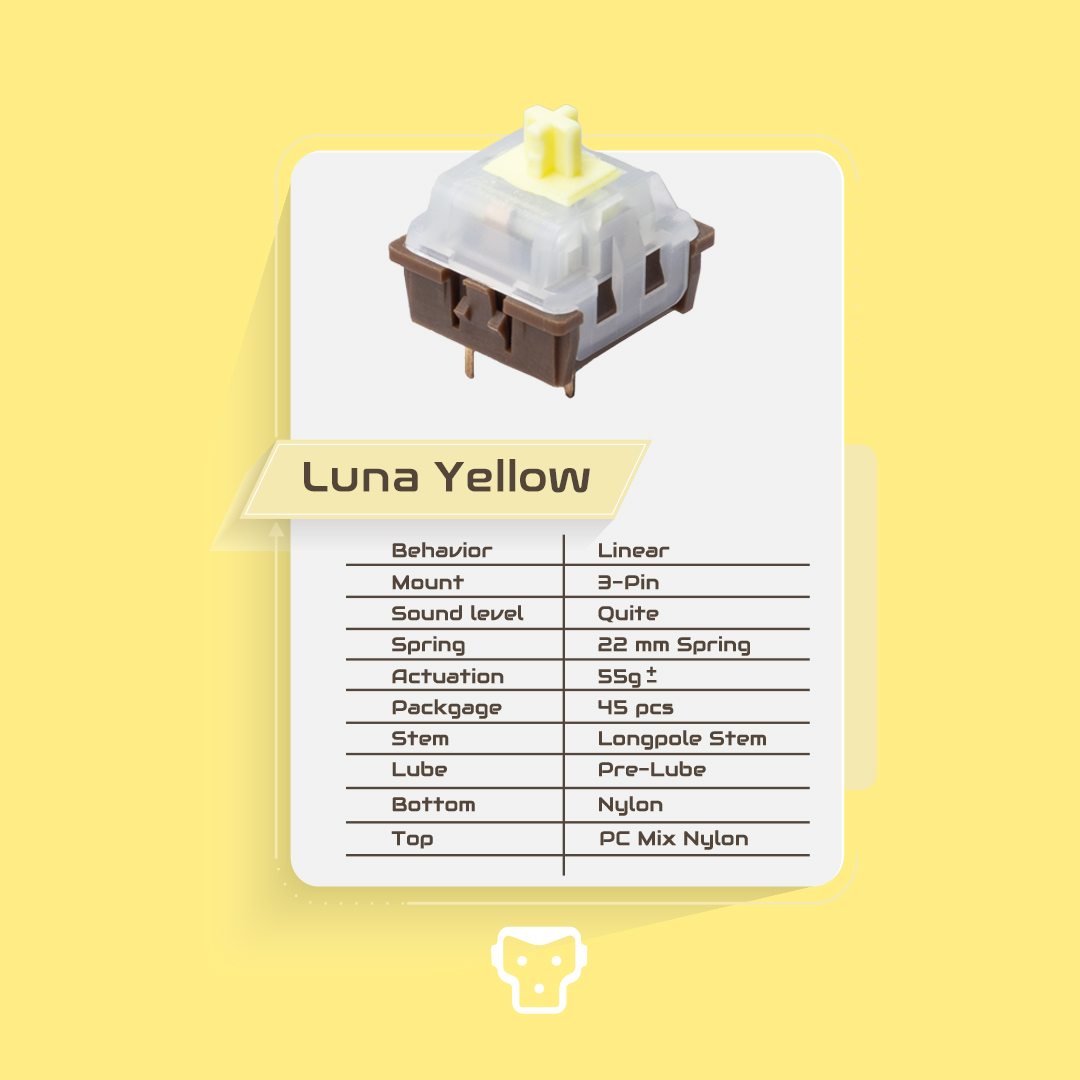 [รับประกัน 15 วัน] SARU Switch Lunar Yellow (Linear ) & Galaxy Pink (Tactile) สวิตช์ 3 pin ใส่ ...