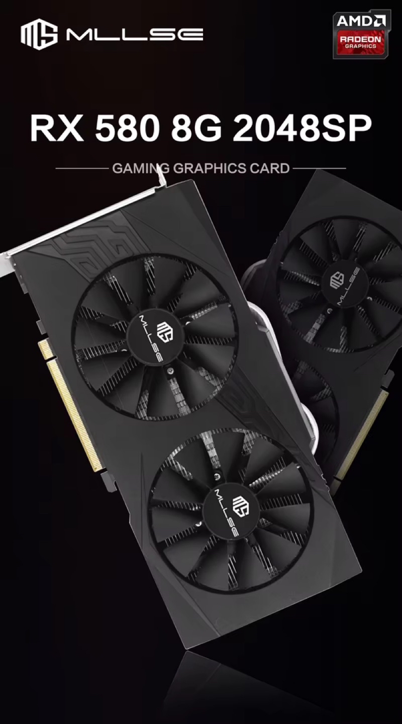 การ์ดจอ RX 580 2048SP 8GB mllse AMD 256Bit GDDR5 PCI-E 3.0 × 16 8Pin , GPU, Graphics card (สภาพ ...