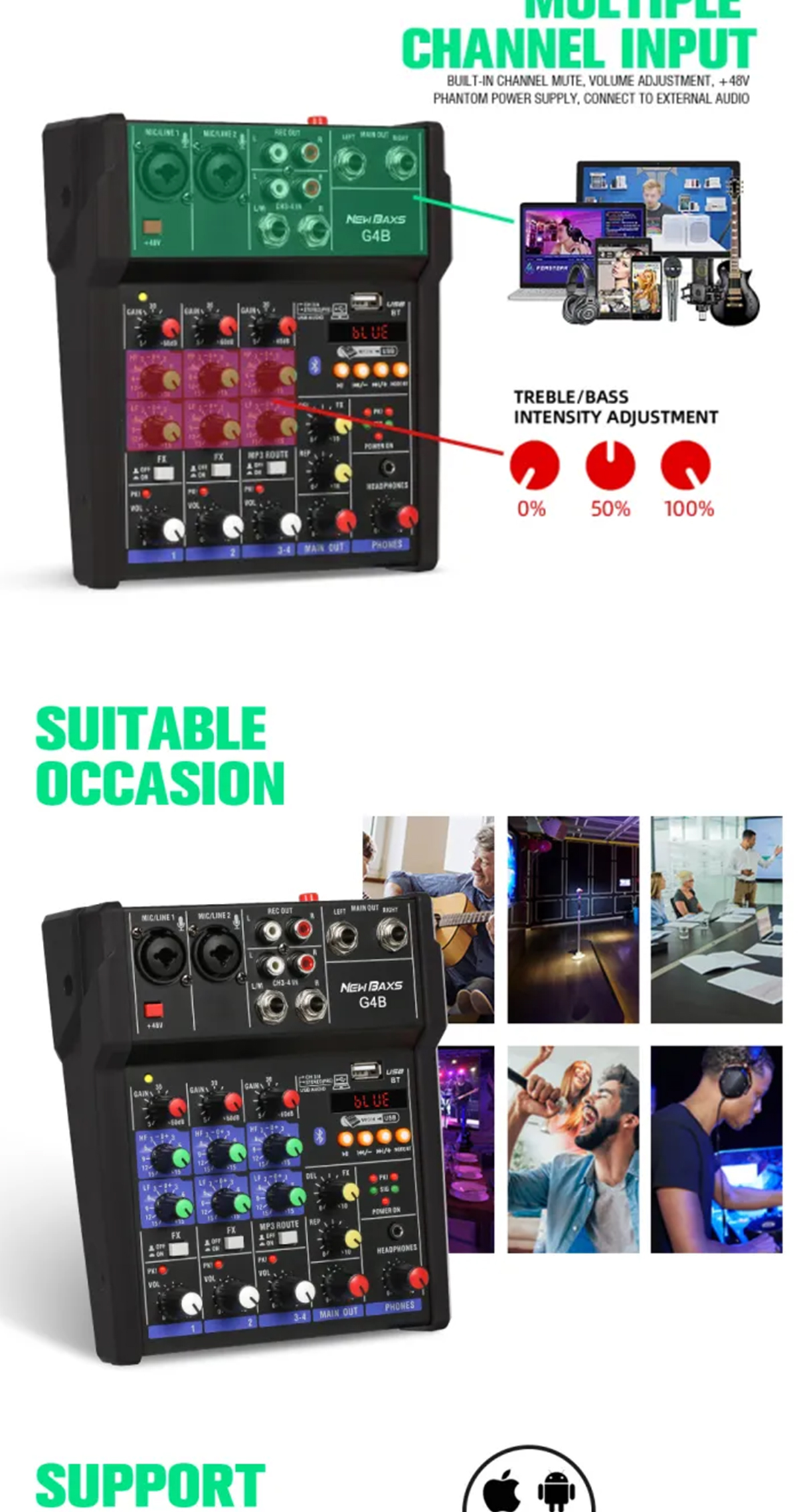 Newbaxs G4B Professional Audio Mixer 4 ช่องเครื่องผสมขนาดเล็กบ้าน/รถ ...