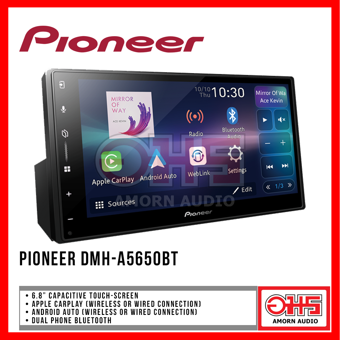 PIONEER DMH-A5650BT | 6.8″ WIRELESS AV RECEIVER | Apple CarPlay ...