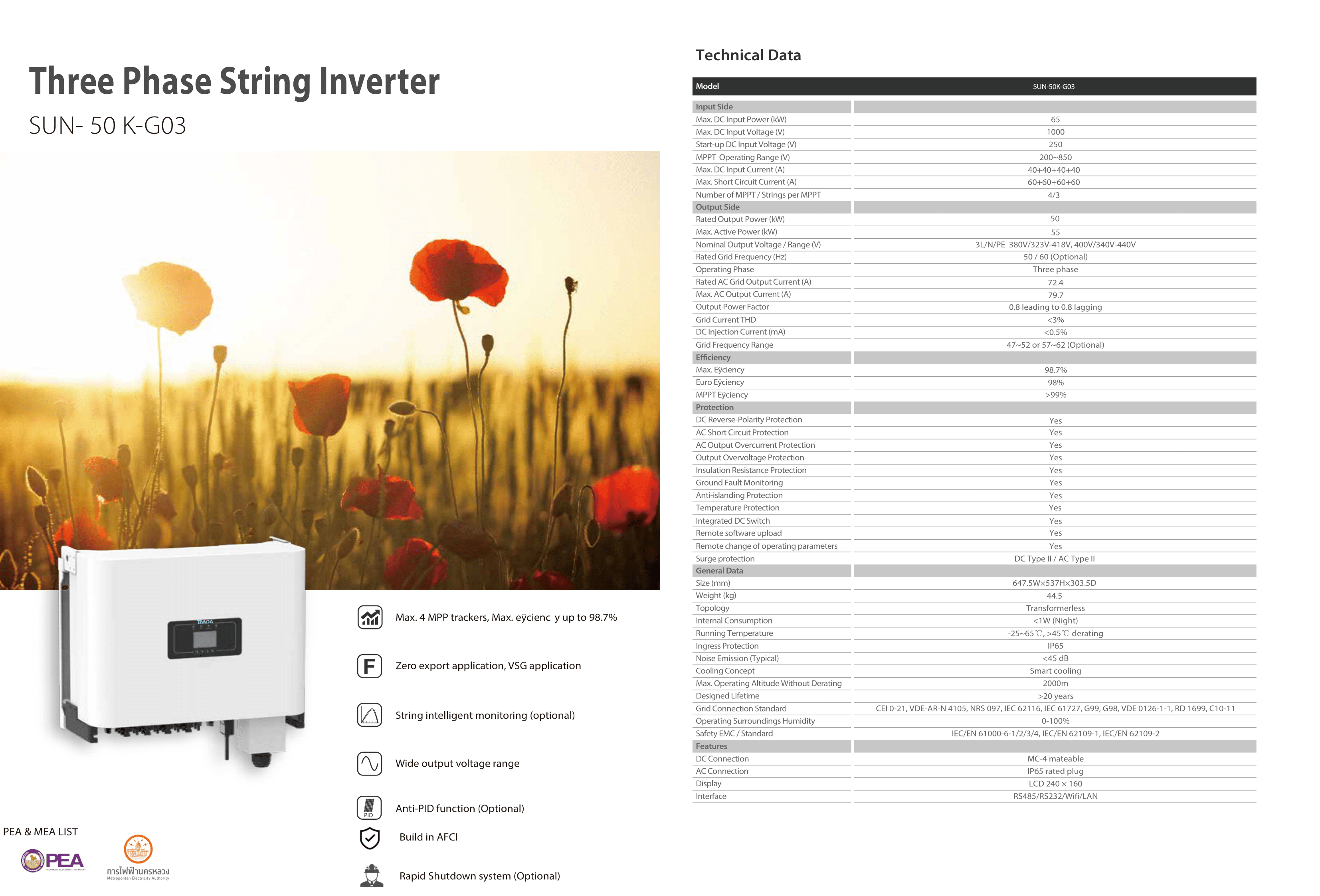 TMDA on grid inverter 3K 5K 10K 1phase 6K 10K 15K 20K 30K 50K 100K ...