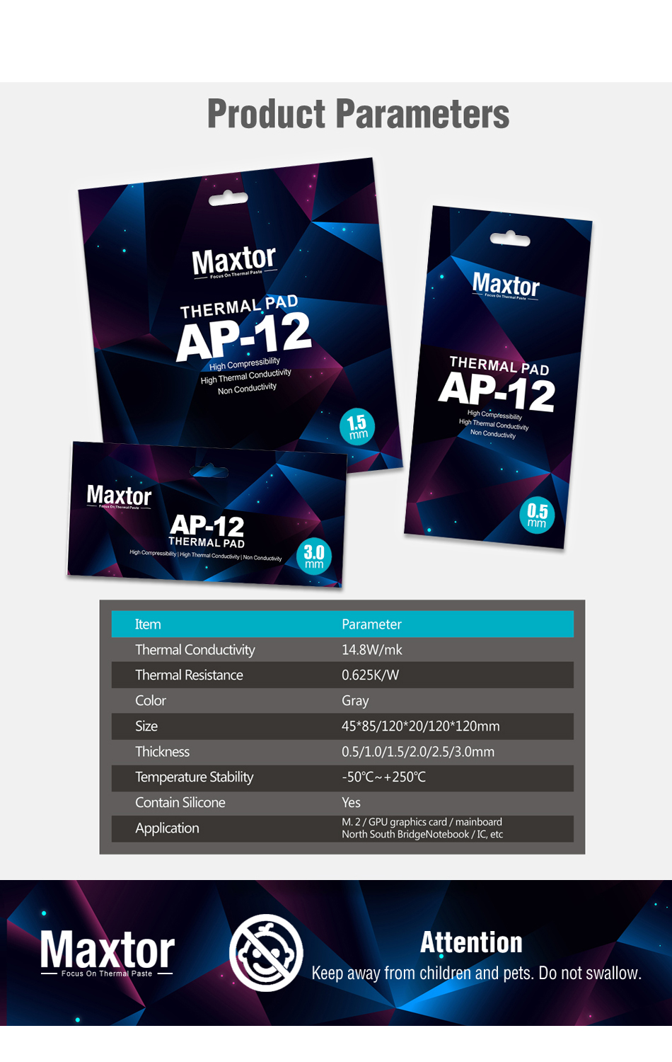 [maxtor Official] Maxtor Thermal Pad AP-12 14.8W/m-k Radiator Thermal ...