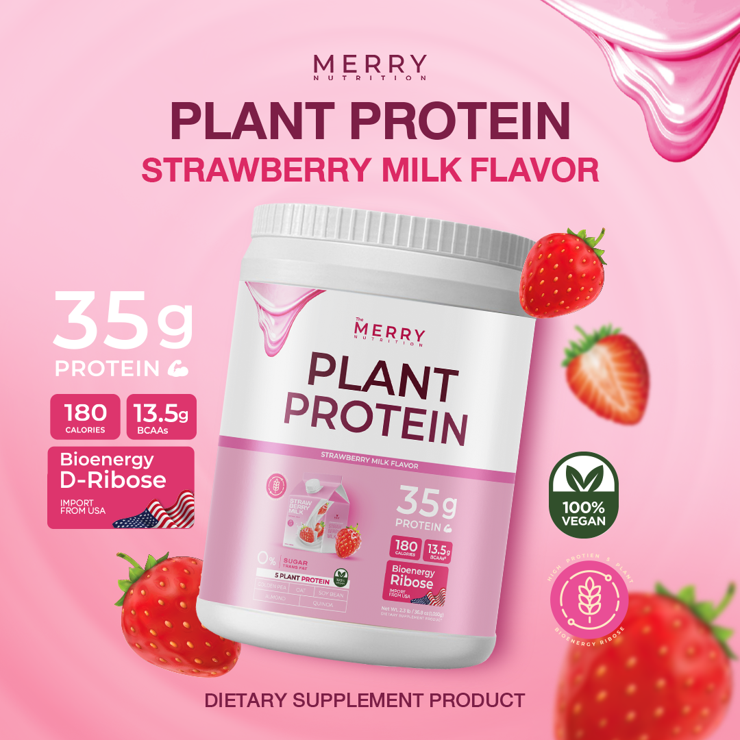Merry Plant Protein โปรตีนพืช 5 ชนิด: สูตรสร้างกล้ามเนื้อ โปรตีน 35 ...