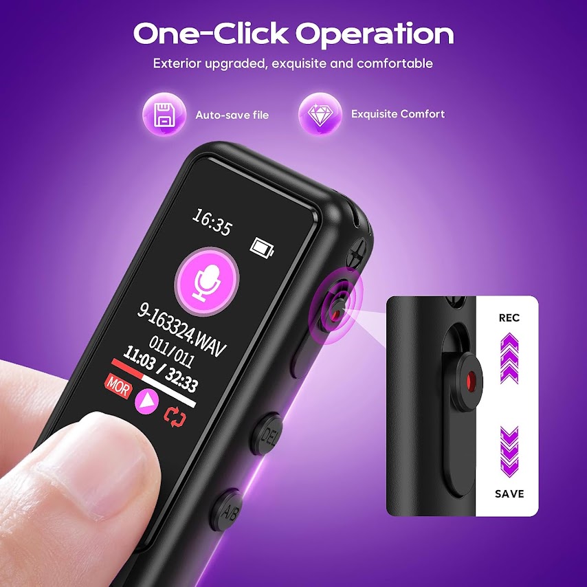 VM68 เครื่องบันทึกเสียงดิจิตอลขนาดเล็กแบบพกพาเสียงระดับมืออาชีพเปิดใช้ ...