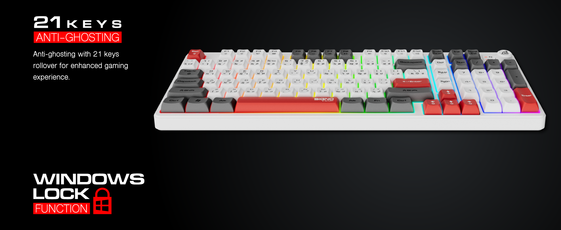 SIGNO KB-726 EXODUS Tri-Mode Rubber Dome Switch KeyboardGaming ...