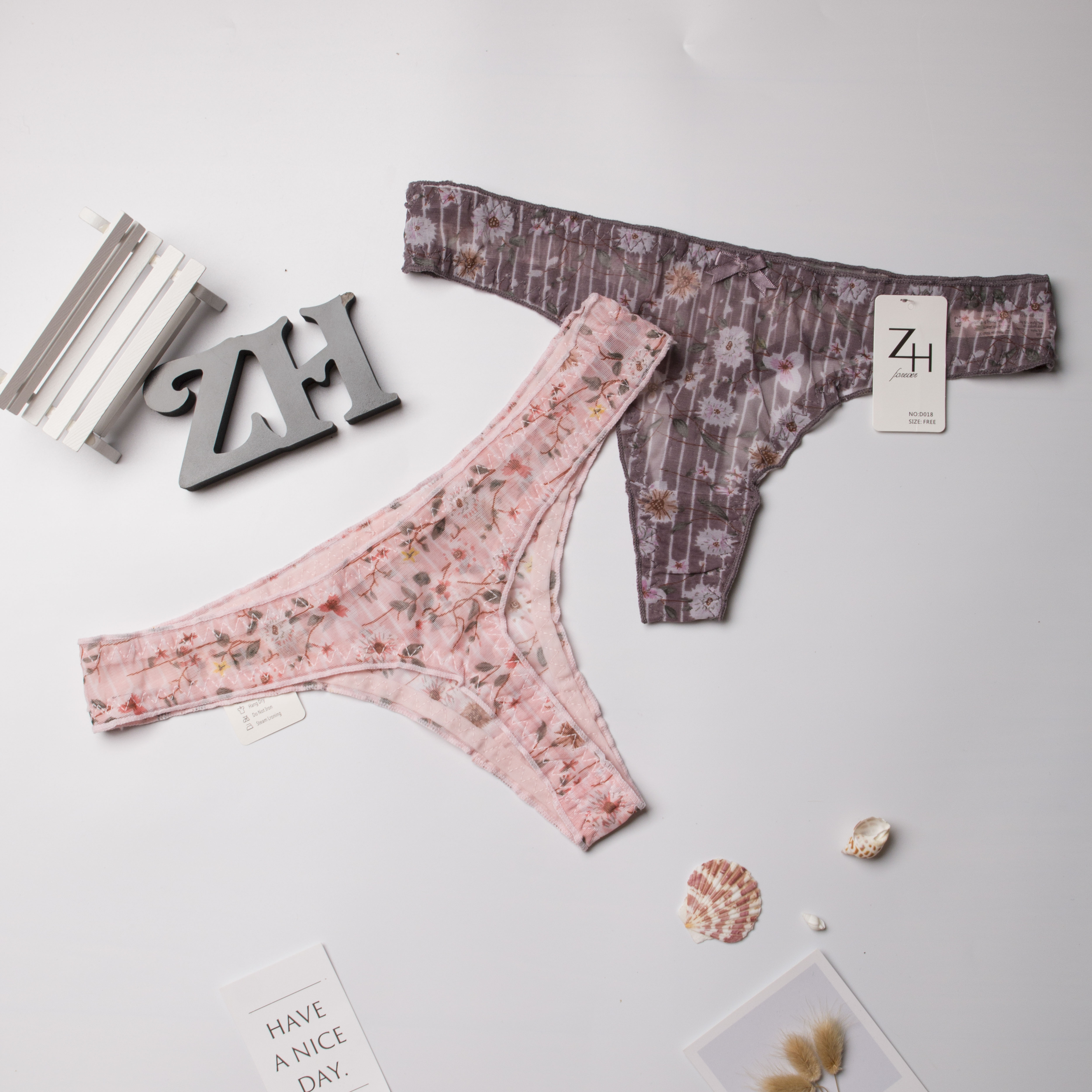 ZH.D018กางเกงชั้นในจีสตริงเอวต่ำลายดอกไม้.กางเกงในลูกไม้G-string ...