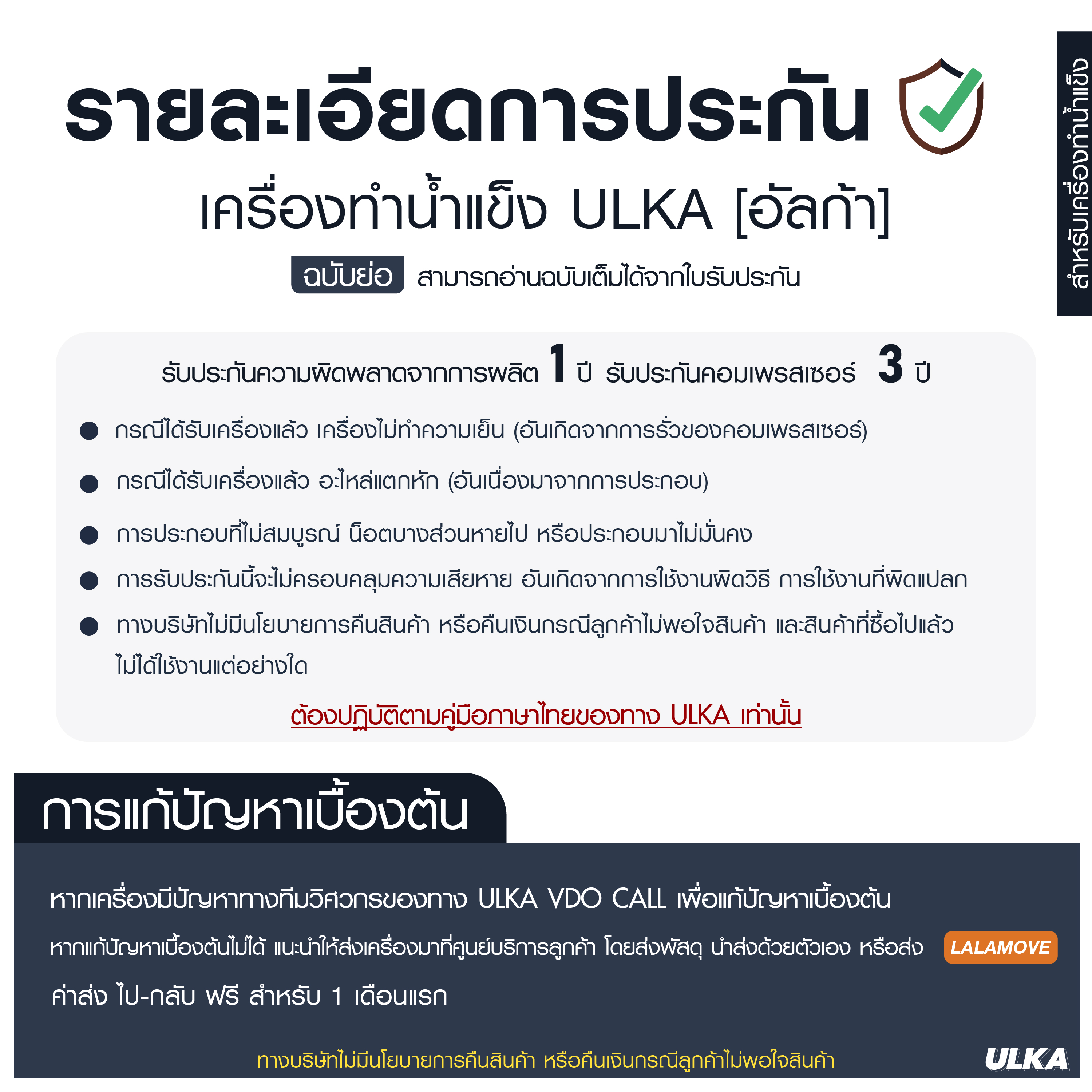 เครื่องทำน้ำแข็ง น้ำแข็งทรงเหลี่ยม 25กก/วัน ULKA 20AF เครื่องผลิตน้ำแข็ง ใช้งานในบ้าน(ใส่ถังน้ำ ...