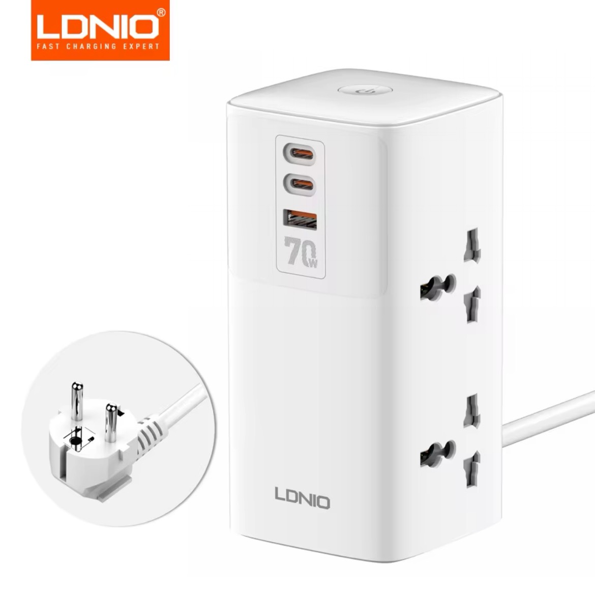 LDNIO SC4383 2500W รางปลั๊กไฟ เดสก์ท็อป พร้อมทื่ชาร์จมือถือ แท็บเหล็ก ...