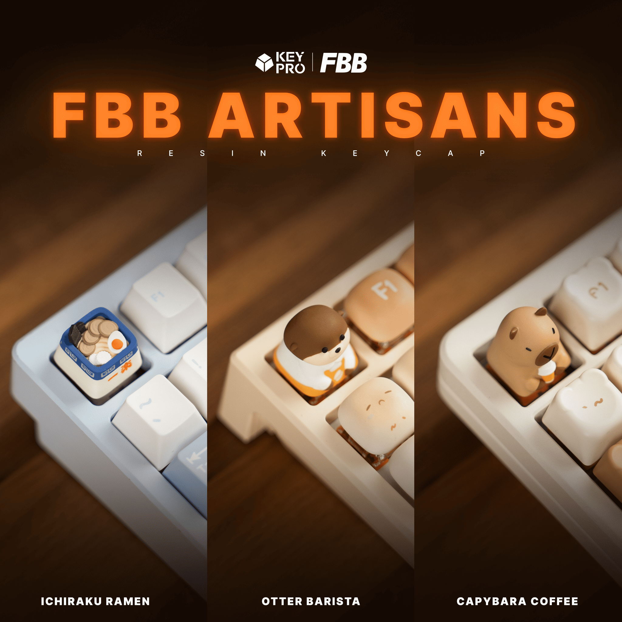 คีย์แคป FBB Artisans Otter Barista & Capybara Coffee Keycap สำหรับ ...