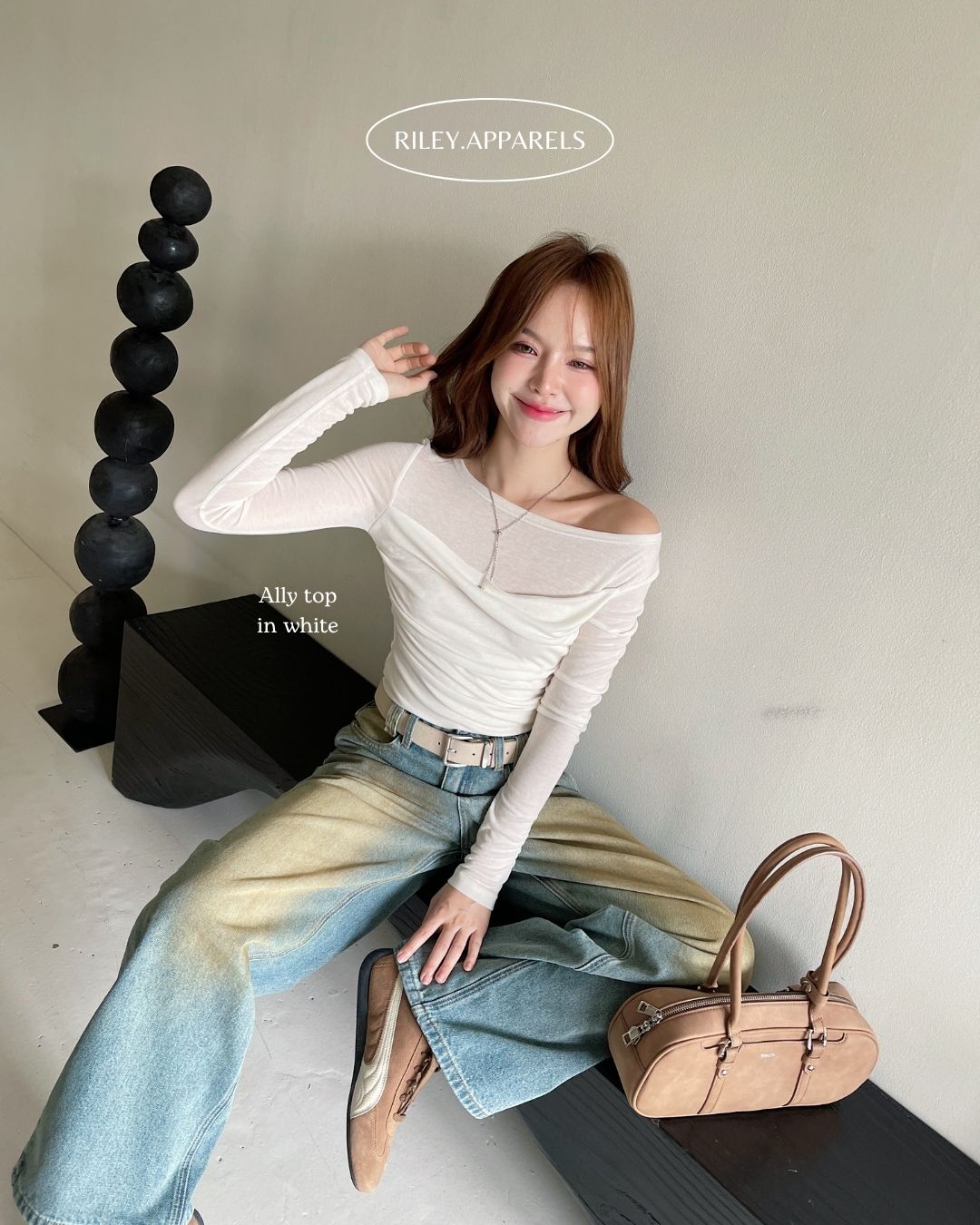 Riley.apparels - Ally top เสื้อแขนยาวผ้าบาง 9129 | Shopee Thailand