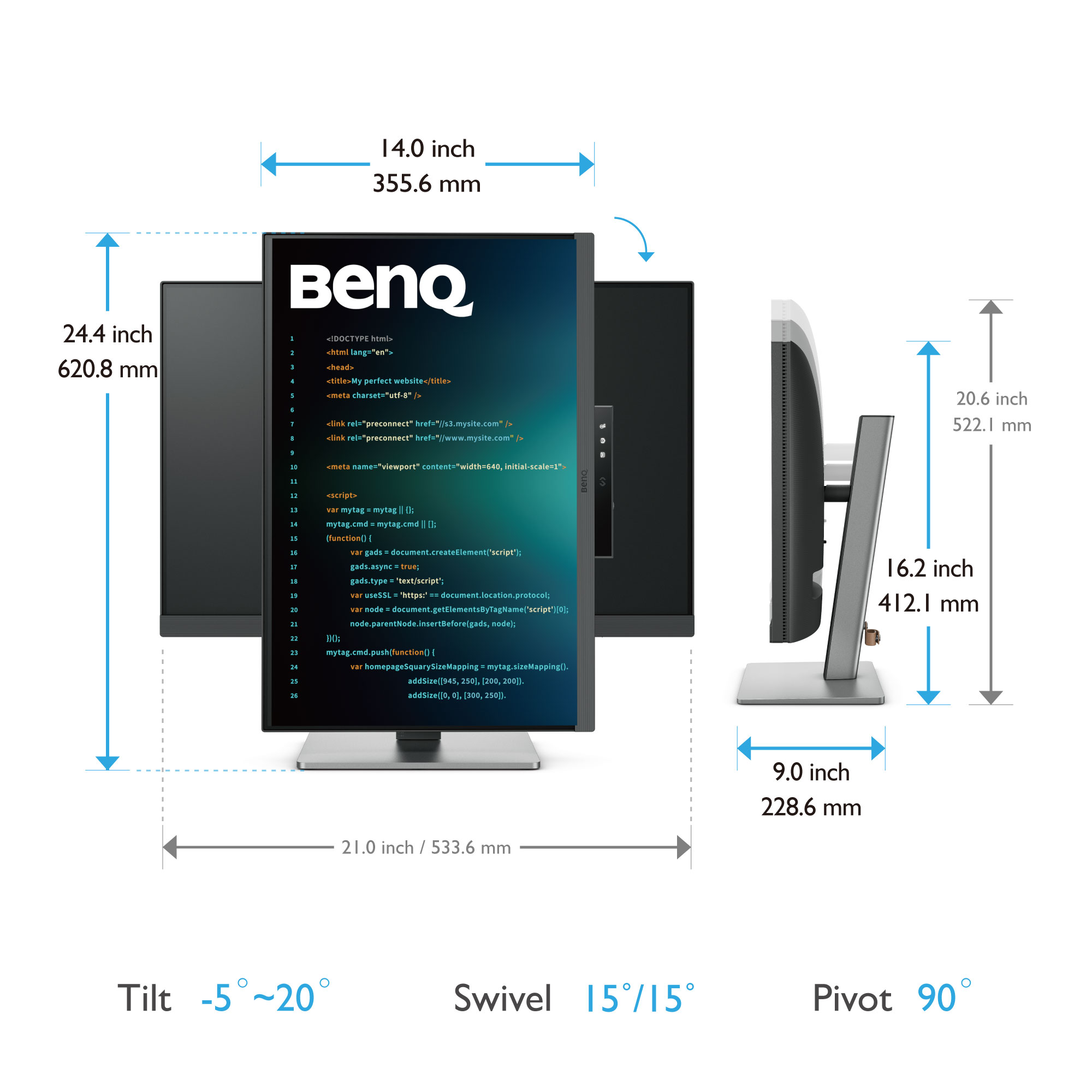 BenQ RD240Q IPS 24.1นิ้ว 2K WQXGA BenQ Programming Monitor (Ultimate ...
