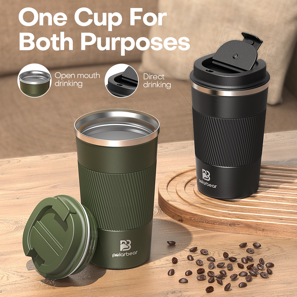 Polarbear แก้วกาแฟพกพา เก็บความเย็น แก้วกาแฟ แก้วเก็บอุณหภูมิ สแตนเลสแบบพกพา น้ำสแตนเลส 380ML ...