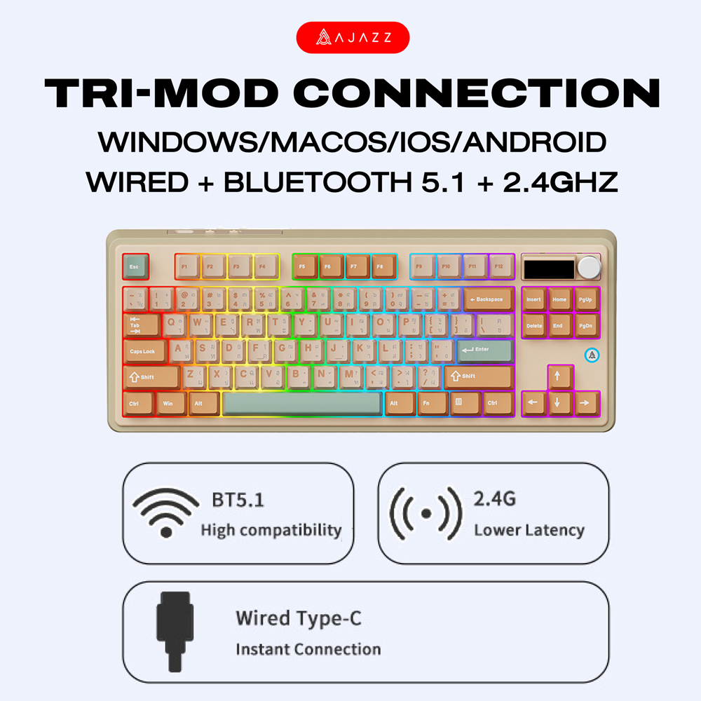 คีย์บอร์ดเกมมิ่ง AJAZZ AK870 Tri-Mod by Banana IT | Shopee Thailand