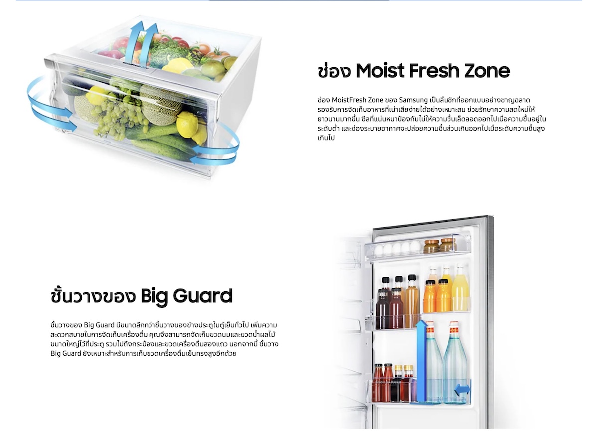 SAMSUNG ตู้เย็น 2 ประตู RT25FGRADB1/ST พร้อมด้วย Moist Fresh Zone, 9.0 คิว (256 L) | Shopee Thailand