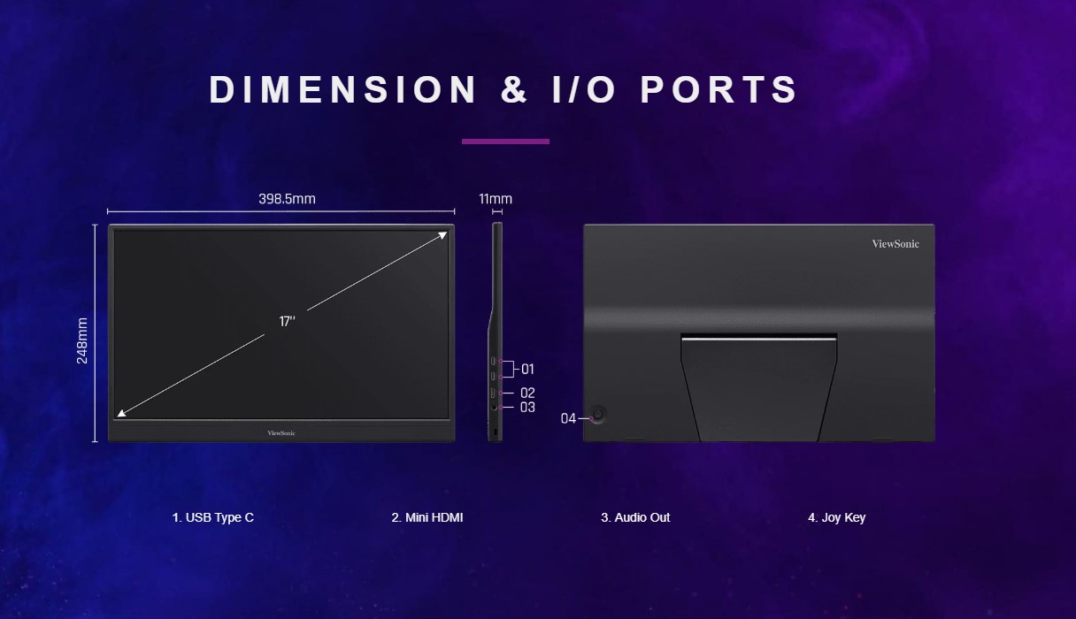 Viewsonic Portable Gaming Monitor VX1754 17" / Full HD / 144 Hz / IPS ...