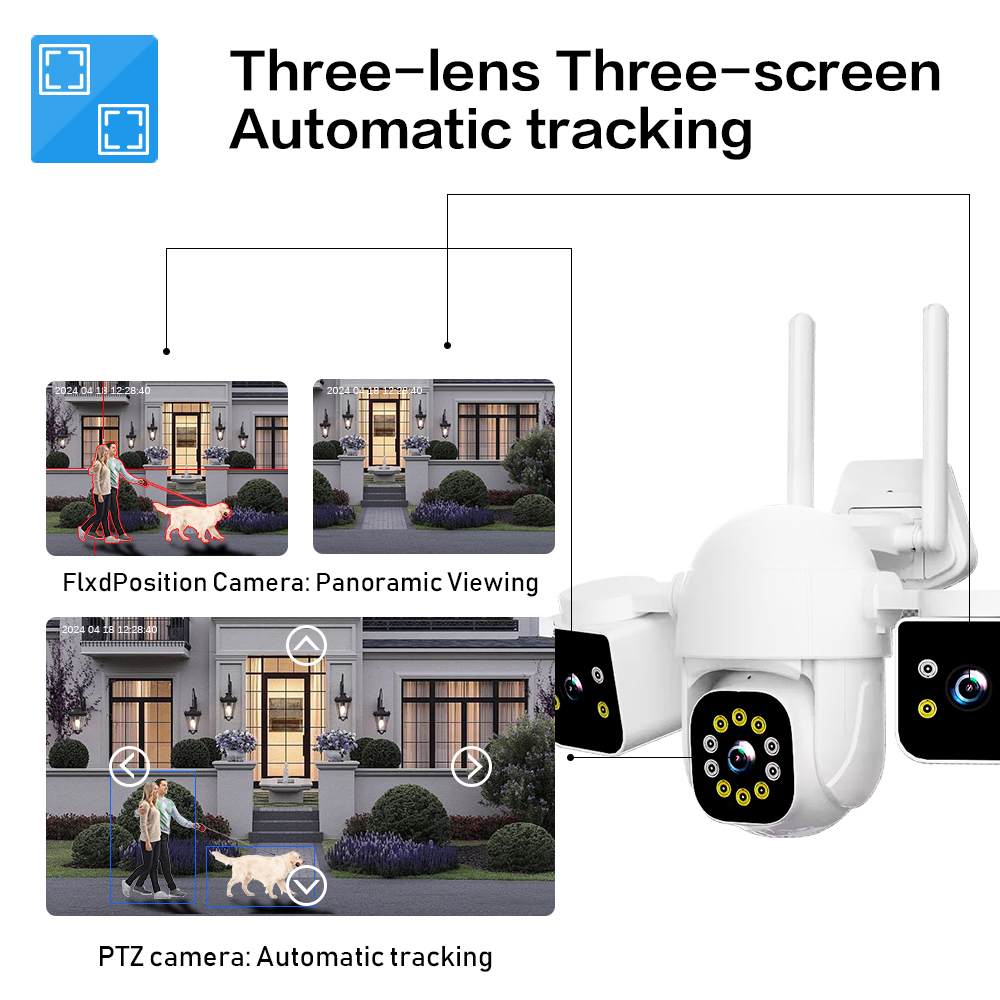 IPC360 12MP 6K 3 เลนส์กล้อง PTZ IP การรักษาความปลอดภัยกล้องไร้สาย WIFI ...