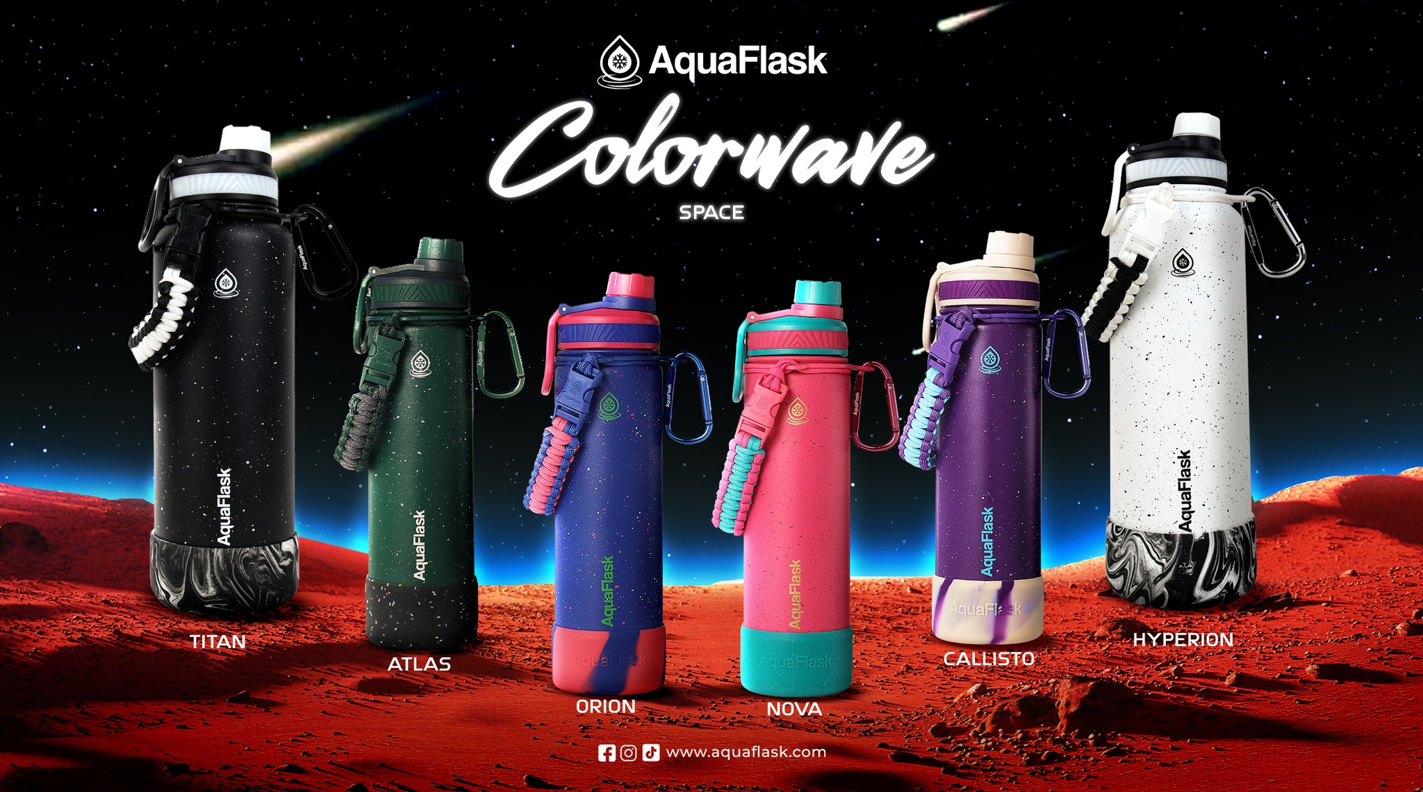 AquaFlask Colorwave Space Collection กระบอกน้ำเก็บความเย็น พร้อมสาย ...