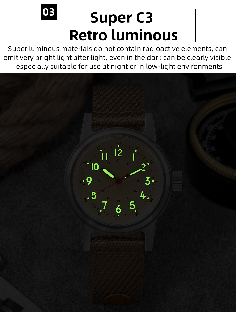 [Pre-order][ออโต้] Addiesdive AD2076 Retro Military Watch 36MM C3 AR ...