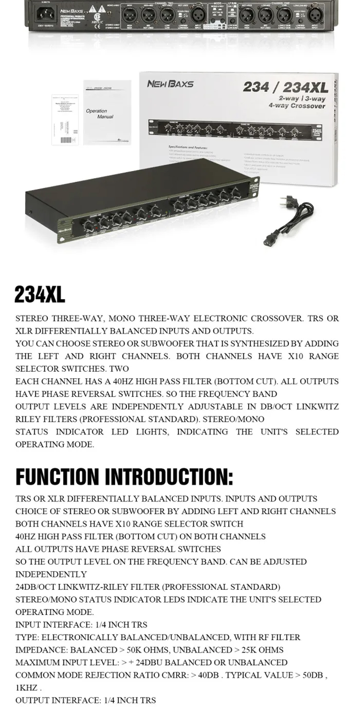 NEW BAXS 223XL/234XL Electronic crossover,เครื่องแยกสัญญาณเสียง, ครอสโอ ...