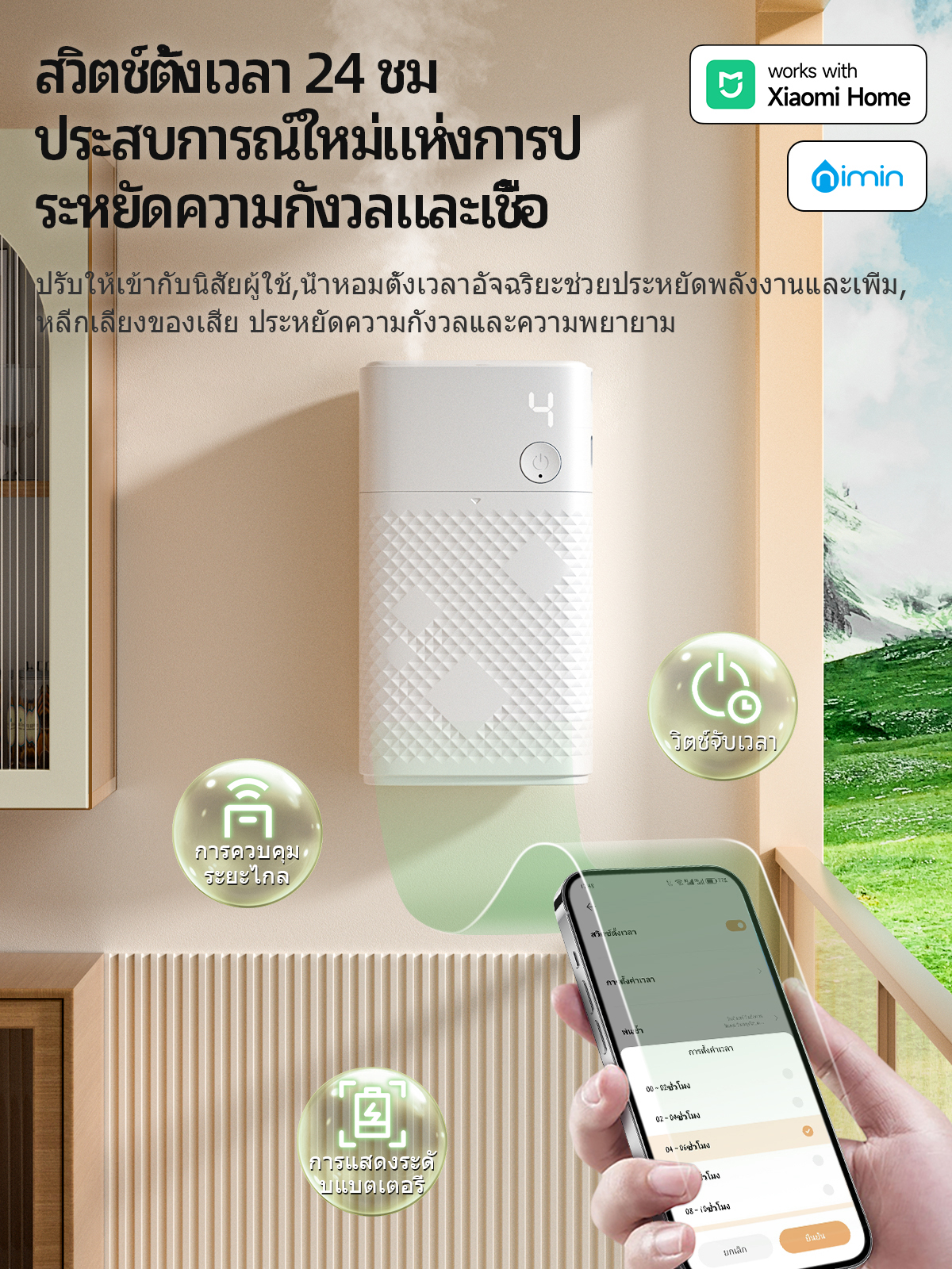🏆nimin/เครื่องพ่นอโรม่า ชาร์จใหม่ได้ เครื่องพ่นน้ำหอมอัตโนมัติ น้ำหอม ...