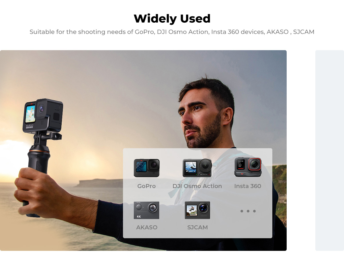 K&F CONCEPT MS10 Tripod (Selfie Stick/Desktop Stand, 33cm, Black-Orange) สำหรับ GoPro/Action ...